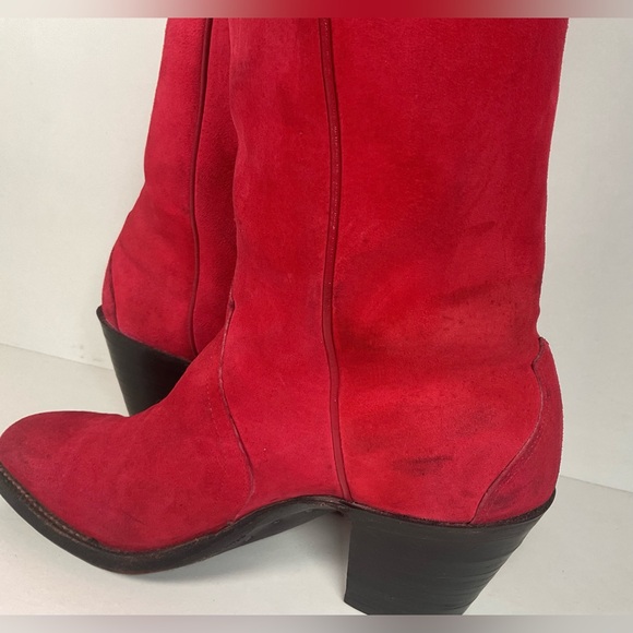 Justin Boots | Shoes | Vintage 7s Justin Red Suede Cowgirl Boots 6 B ...